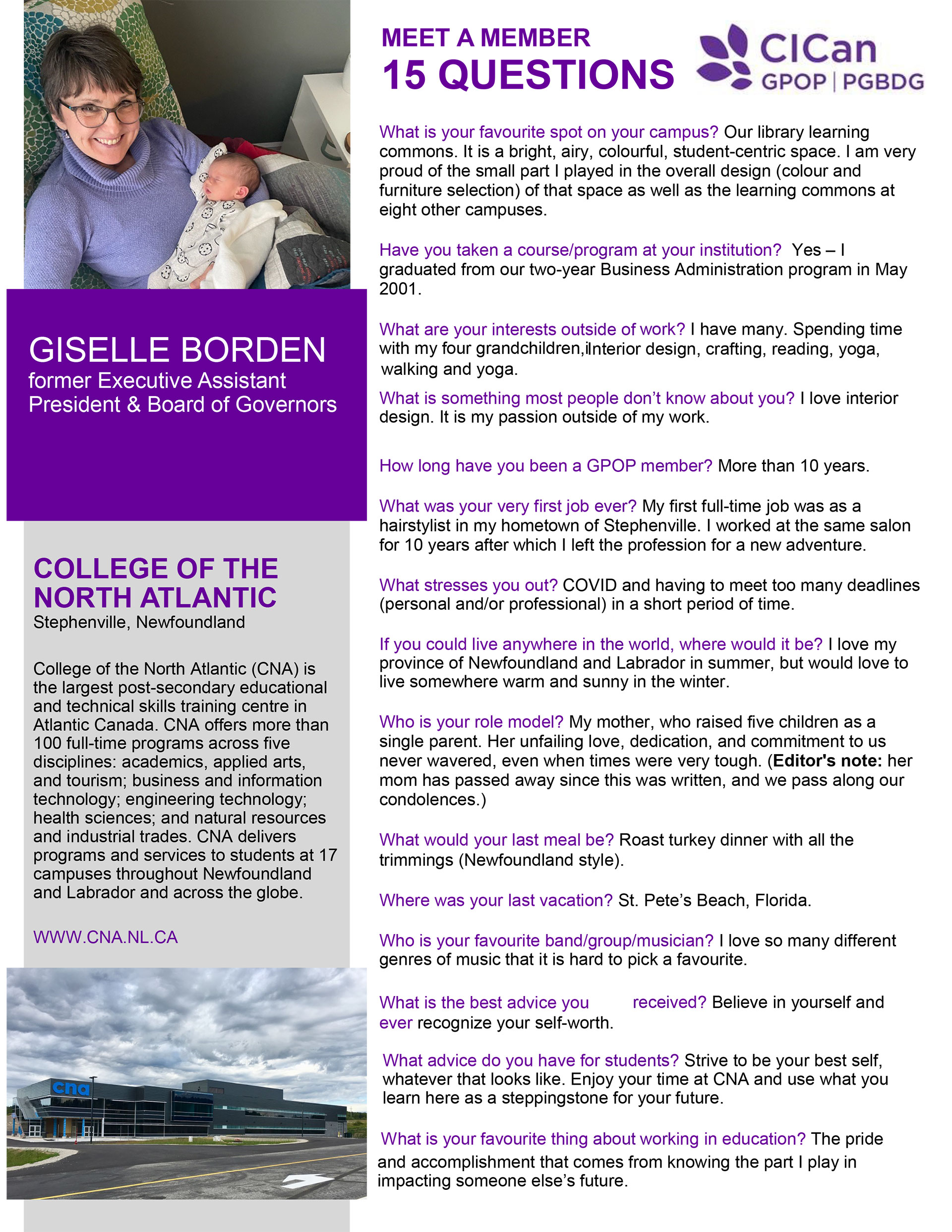CNA Currents | CICan profiles Executive Assistant (now retired)